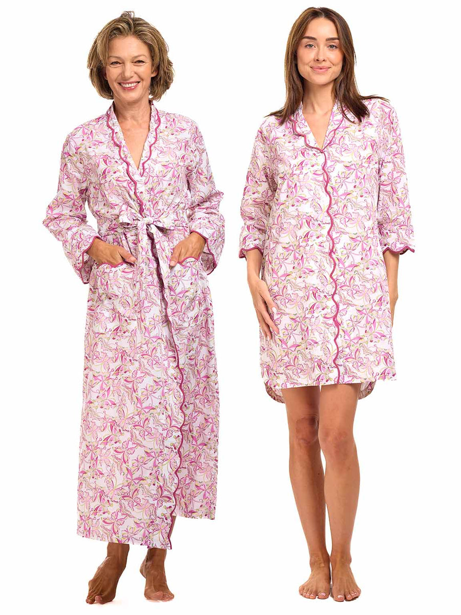 Pink Butterfly Bundle: Classic Robe + Nightshirt – Heidi Carey