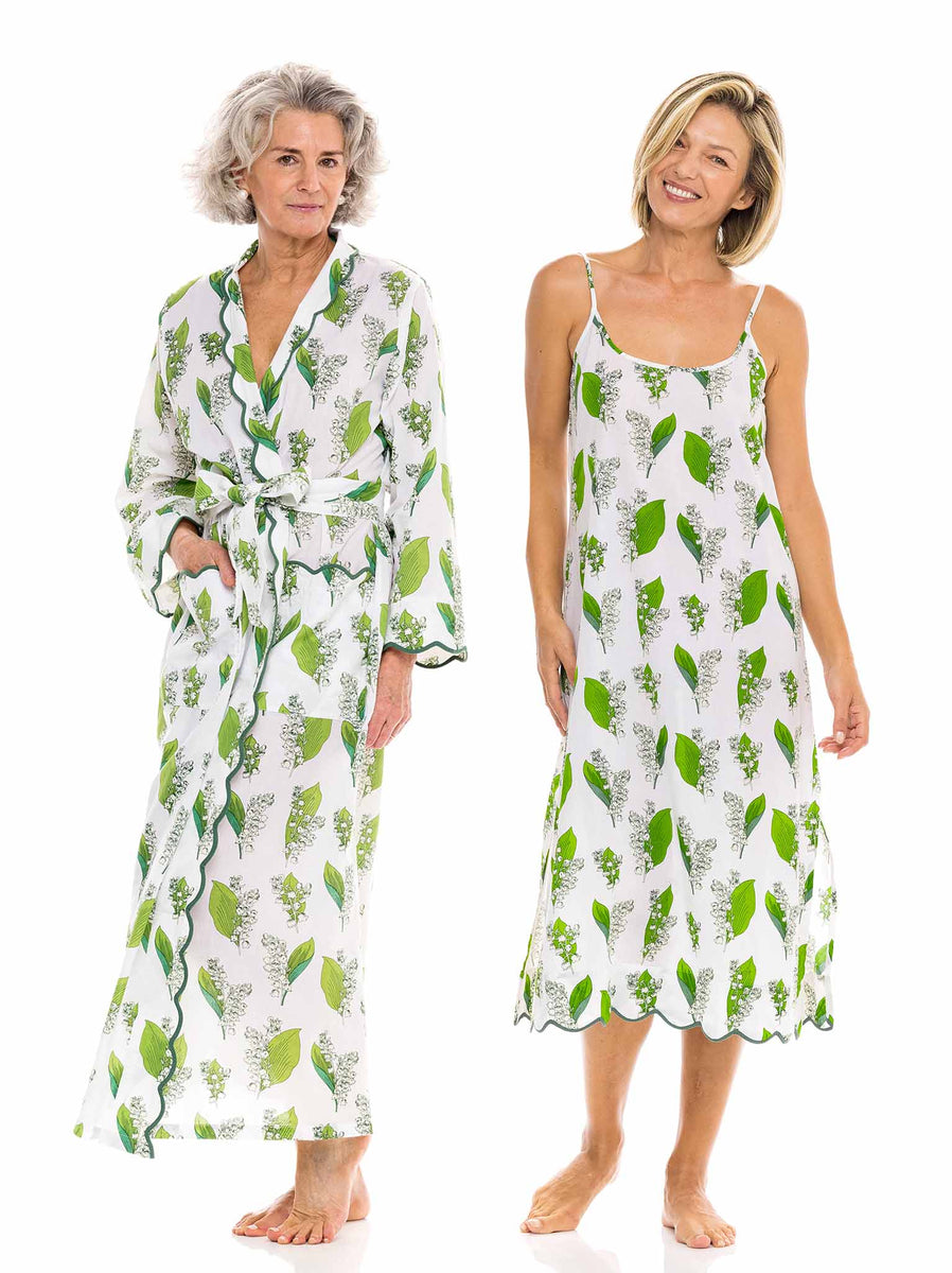 Lily Of The Valley Bundle: Classic Robe + Slip Nightgown – Heidi Carey