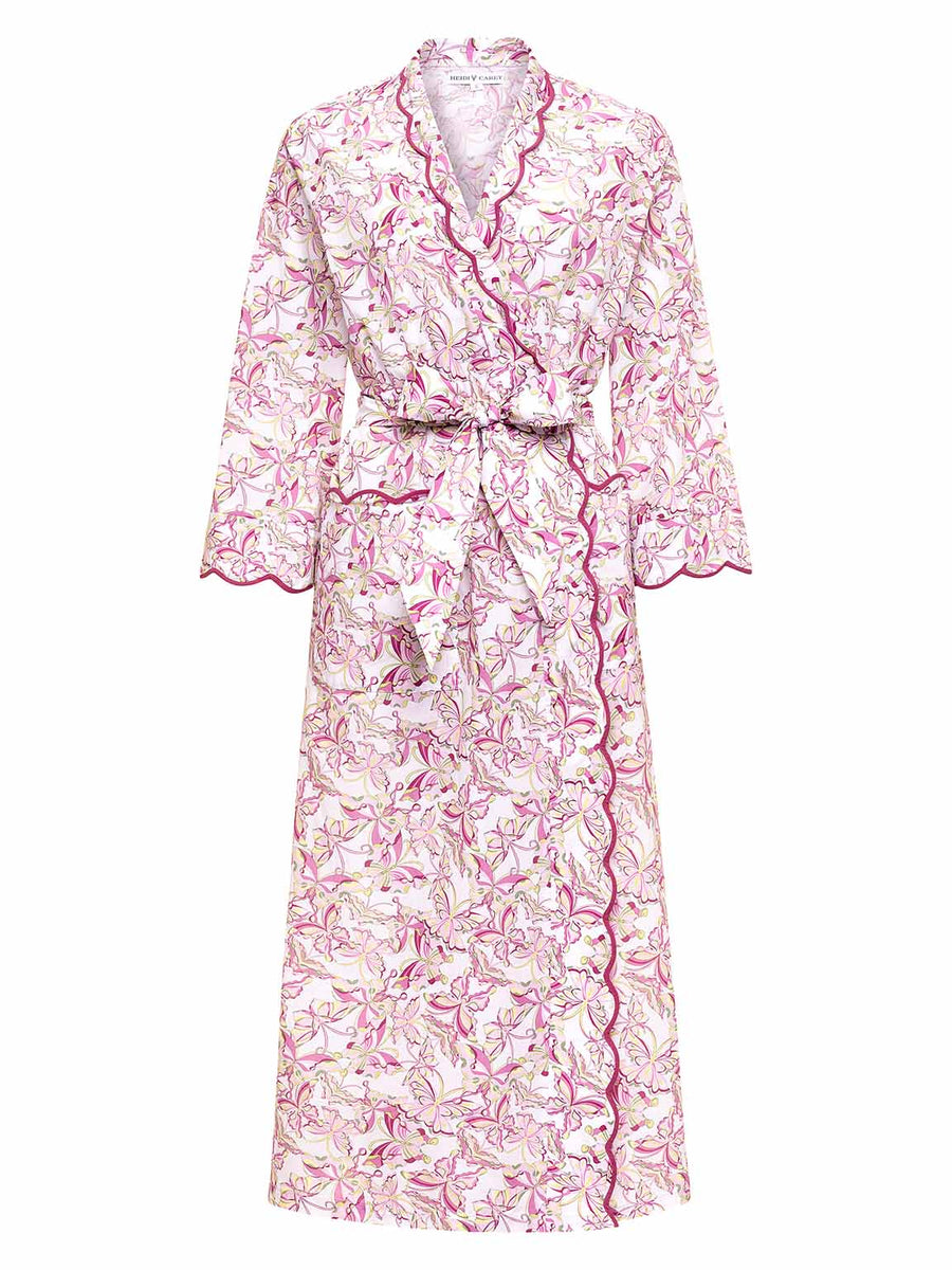 Pink Butterfly Print Classic Robe – Heidi Carey