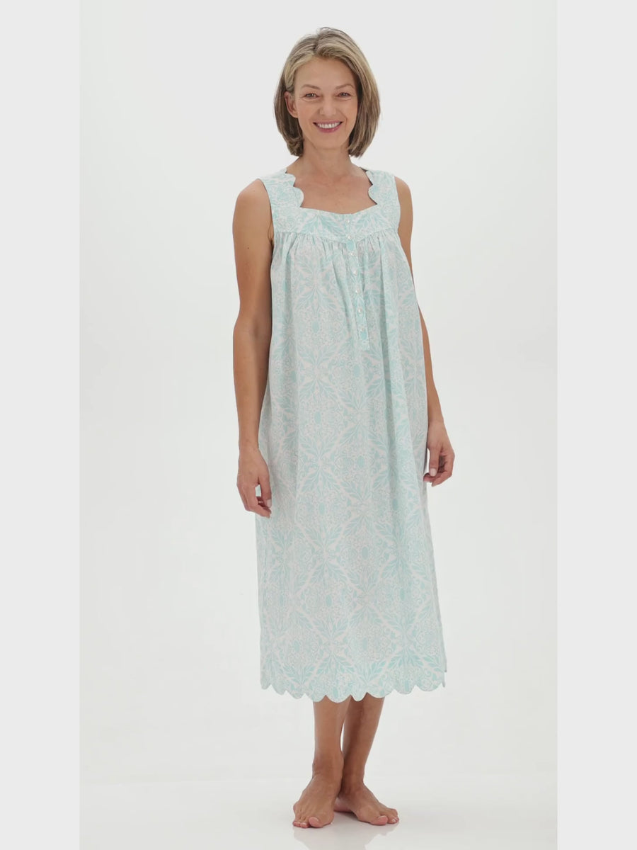 Ice Blue Filigree Gathered Nightgown – Heidi Carey
