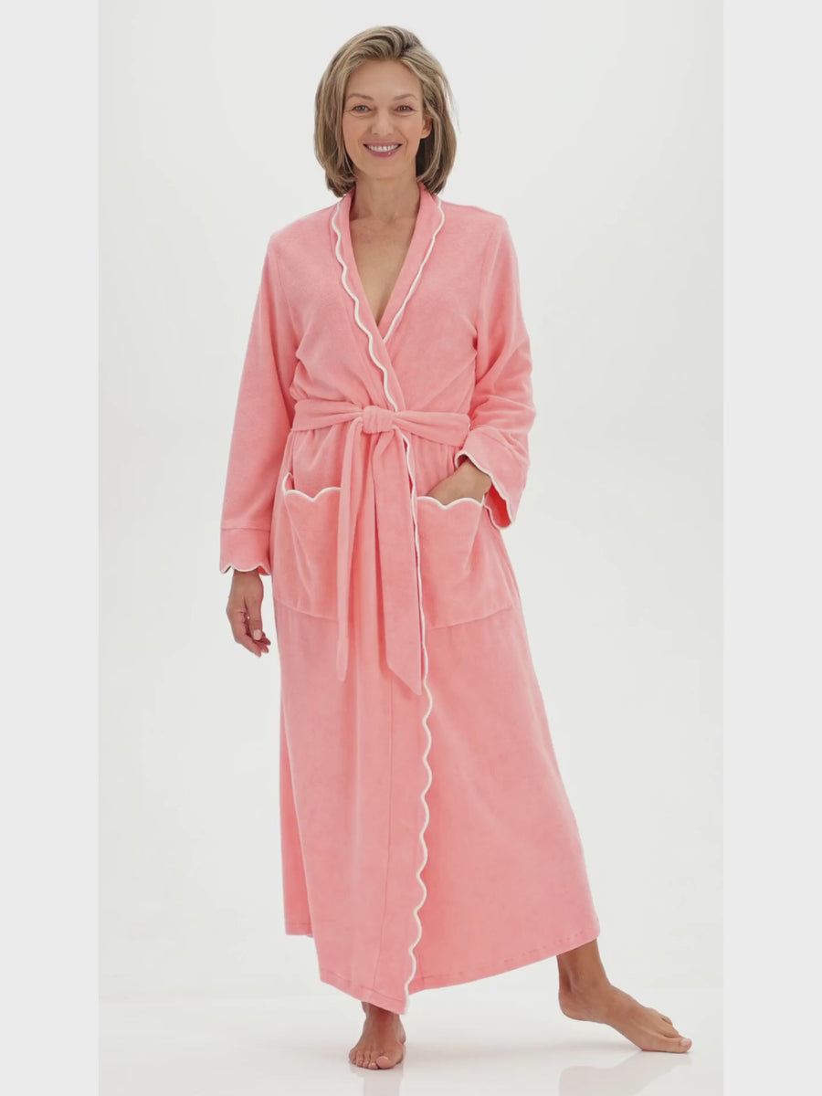 Coral French Terry Classic Robe – Heidi Carey